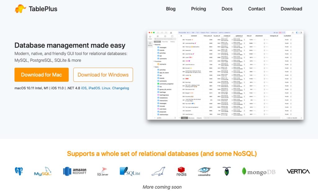 mac TablePlusを使用する | mebee